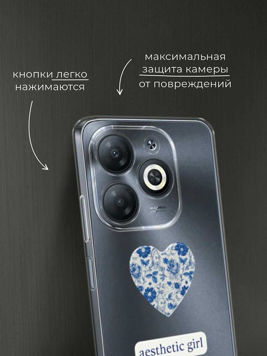 Чехол на Infinix Smart 8/8 HD/HOT 40i / Инфиникс Смарт 8/8 HD/HOT 40i с принтом "Aesthetic girl" — фото 1