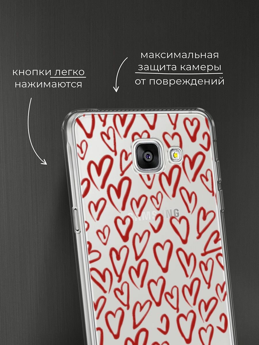 Чехол на Samsung Galaxy A5 2016 / Самсунг Галакси А5 2016 с принтом "Легкие бордовые сердечки" — фото 1