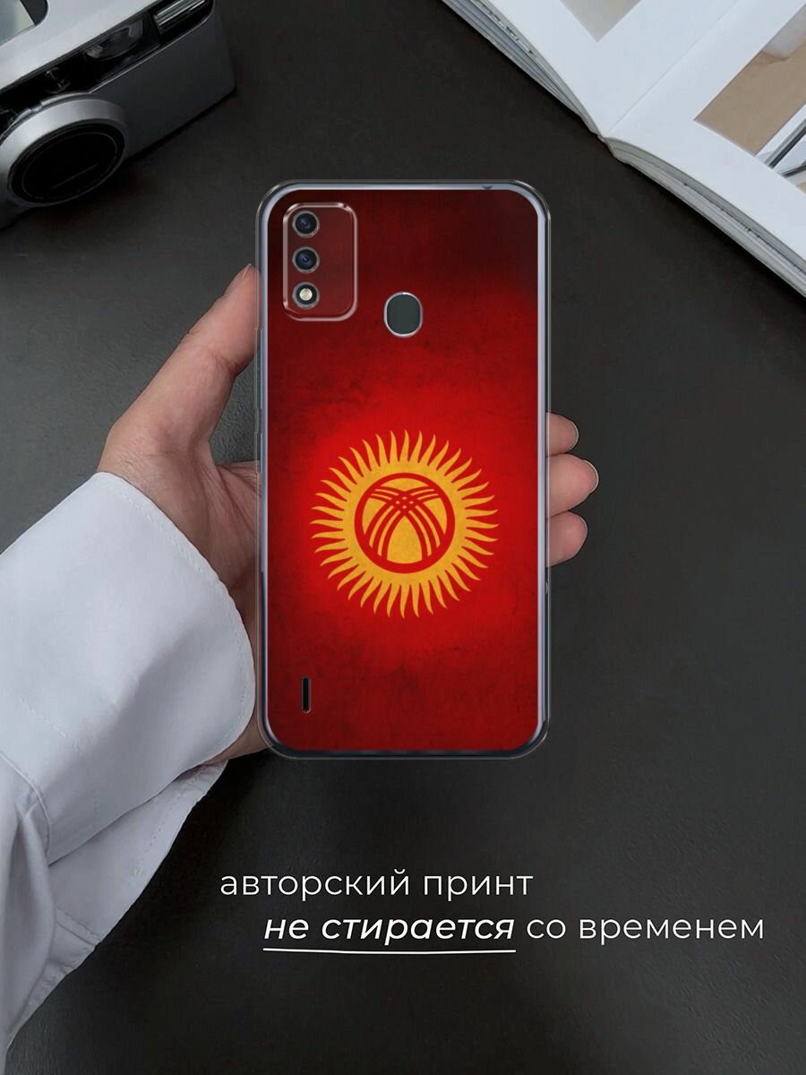 Силиконовый чехол на Itel A48 / Ител А48 с принтом "Флаг Киргизии" — фото 1