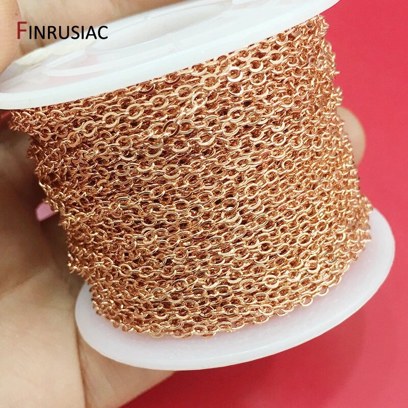 Золотая цепочка для рукоделия FINRUSIAC, Rose Gold Plated, 2.0mm-1 meter