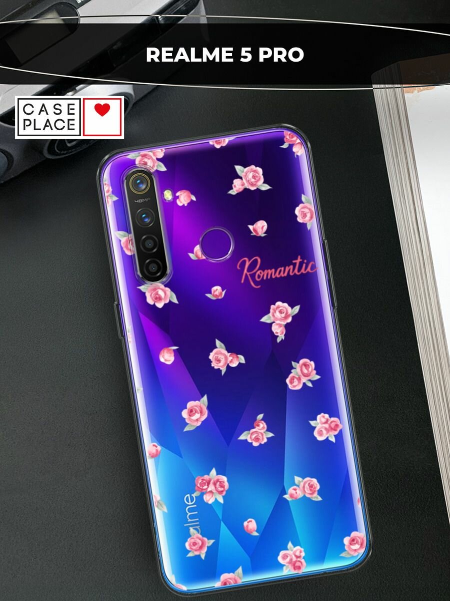 Чехол на Realme 5 Pro / Реалми 5 Про с принтом "Romantic 2", прозрачный