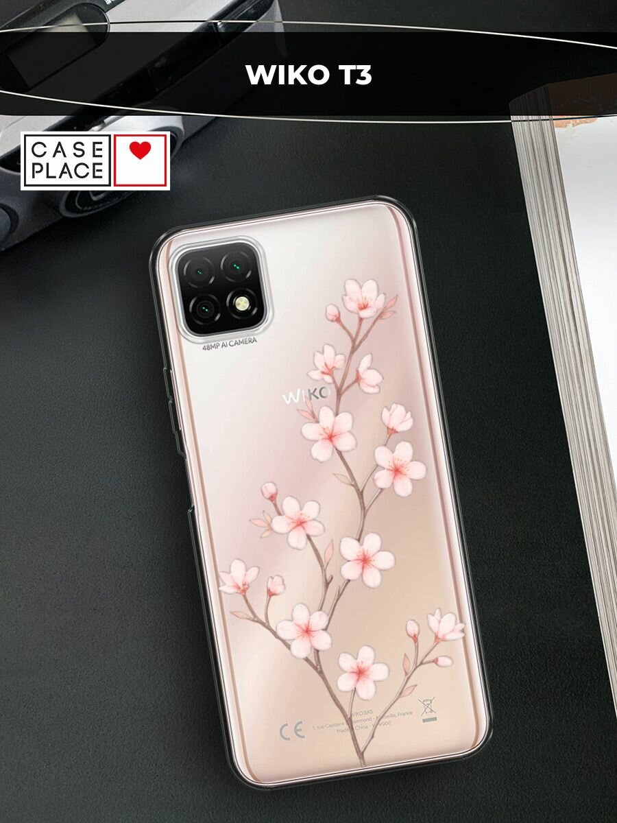 Чехол на Wiko T3 / Вико Т3 с принтом "Веточка сакуры 2"