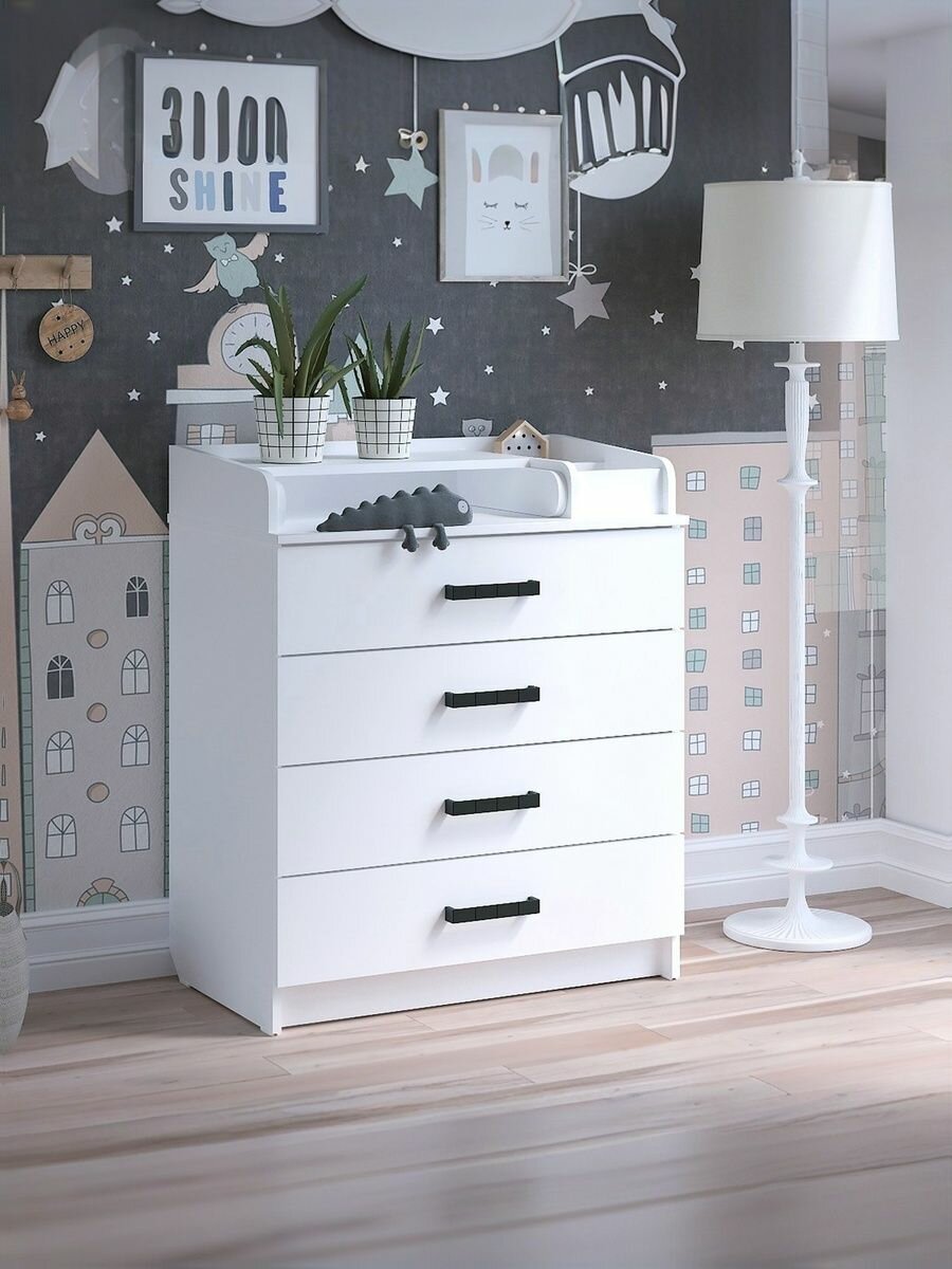Пеленальный комод Атон Сириус-2 Marvin 804 с ящиками для одежды, ЛДСП, белая аляска