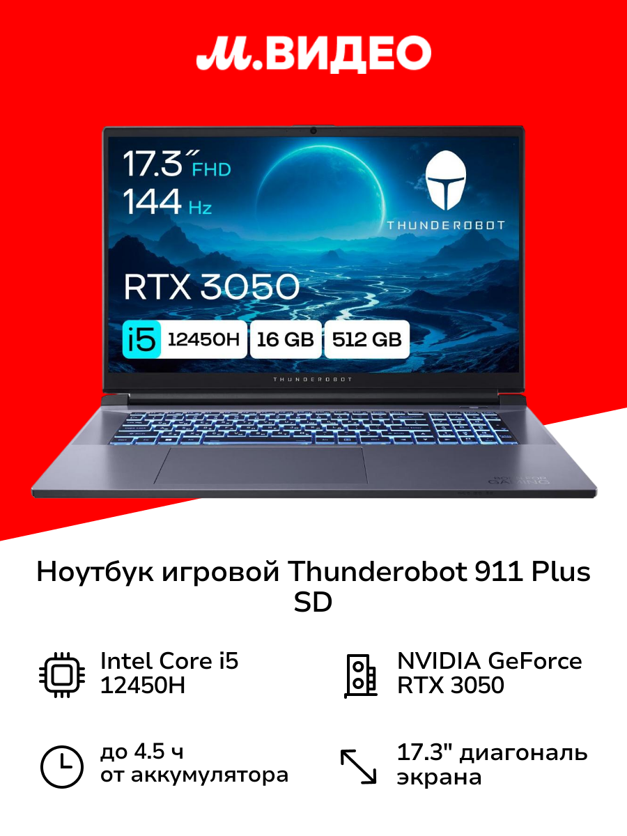 Ноутбук игровой Thunderobot 911 Plus SD (JT009800KRU)