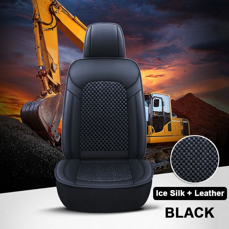 Чехол на сиденье автомобиля из искусственной кожи и ледяного шелка для бульдозера, экскаватора, погрузчика водонепроницаемый, огнезащитный, легко моется