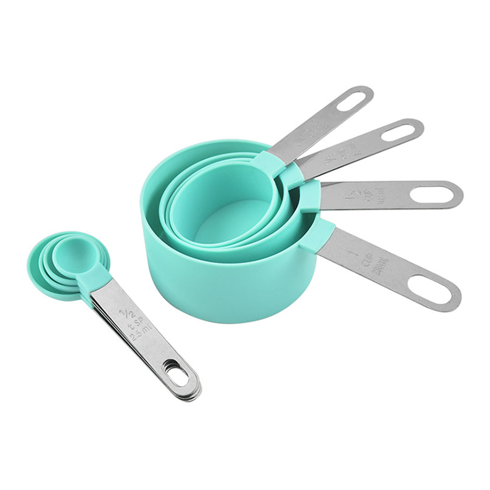 Измерительные чашки ложек зеленый PP 403 из нержавеющей стали конструкция висящих отверстий двойной масштаб легкая очистка измерение столовой ложки