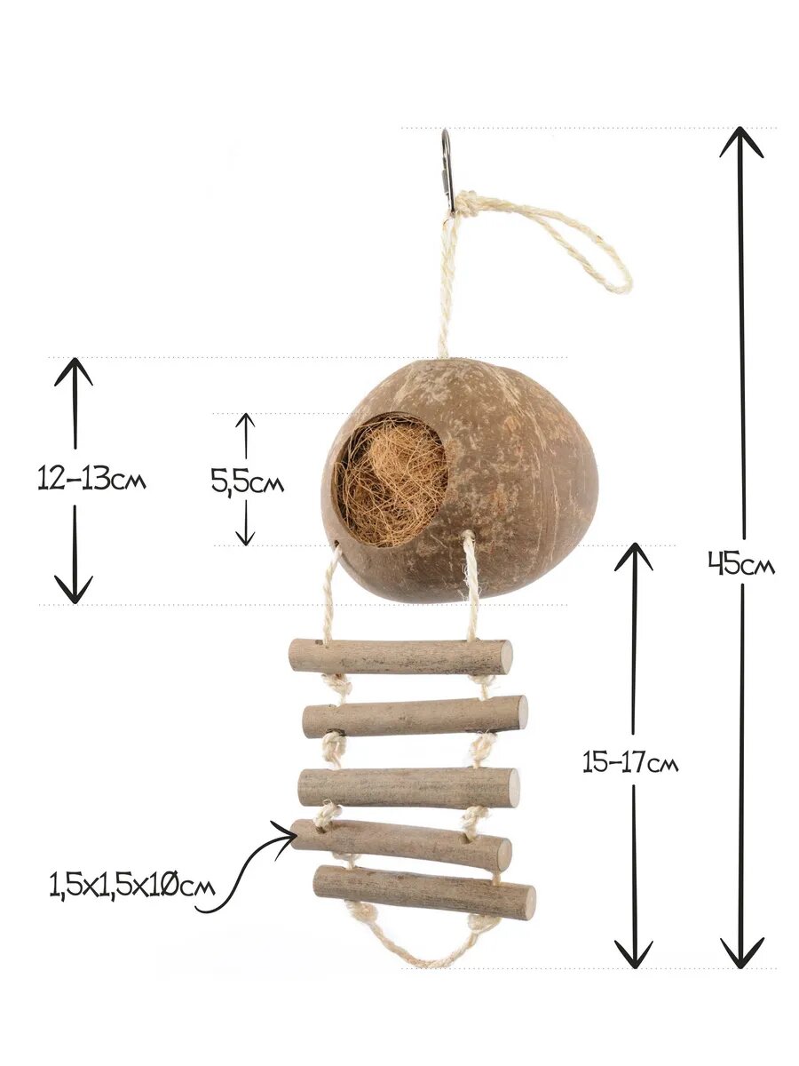 Игрушка домик гнездо для волнистого попугая с лестницей