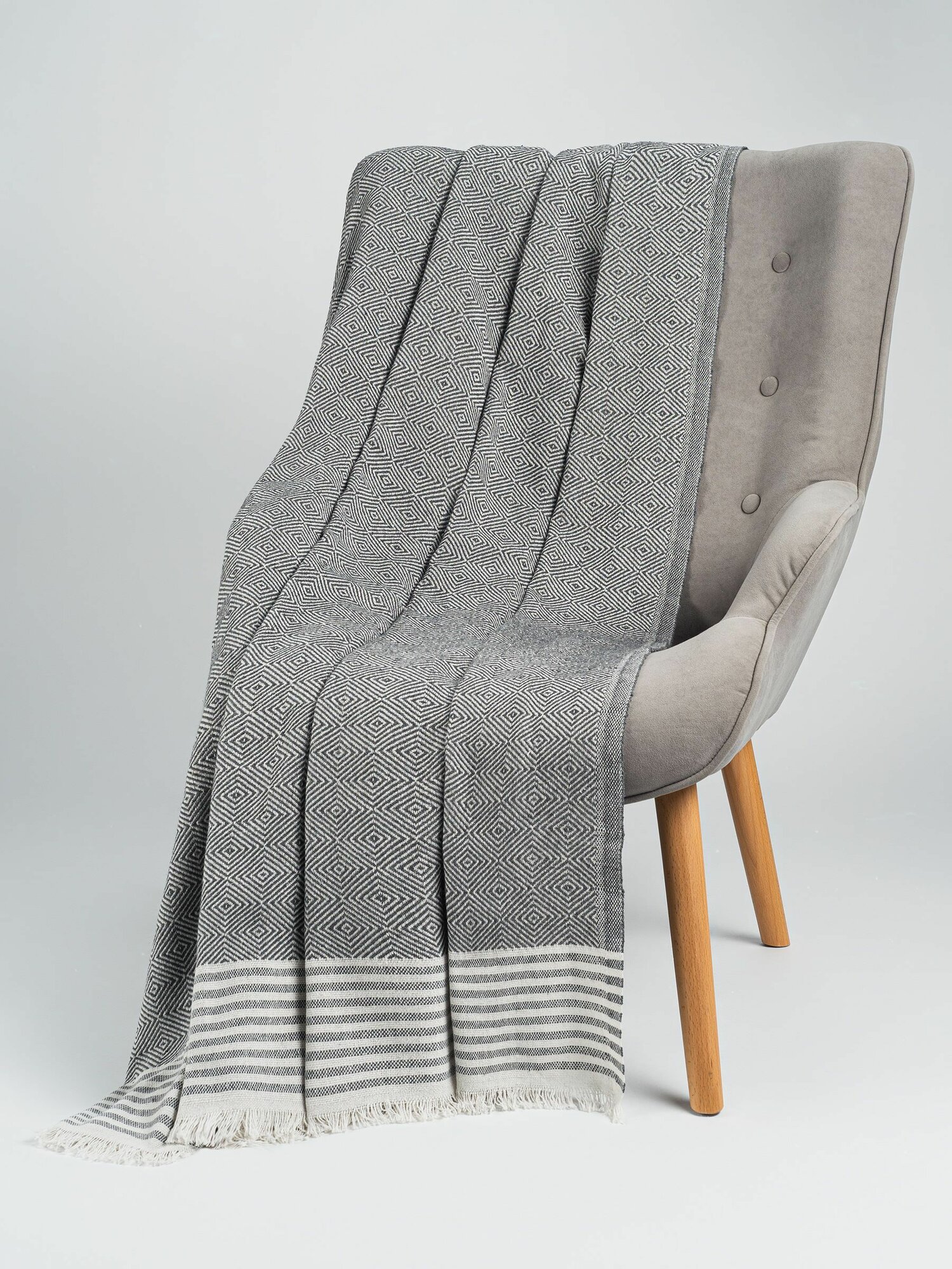 Плед OLIVIA цвет пепельный 170*210 , хлопок, Турция