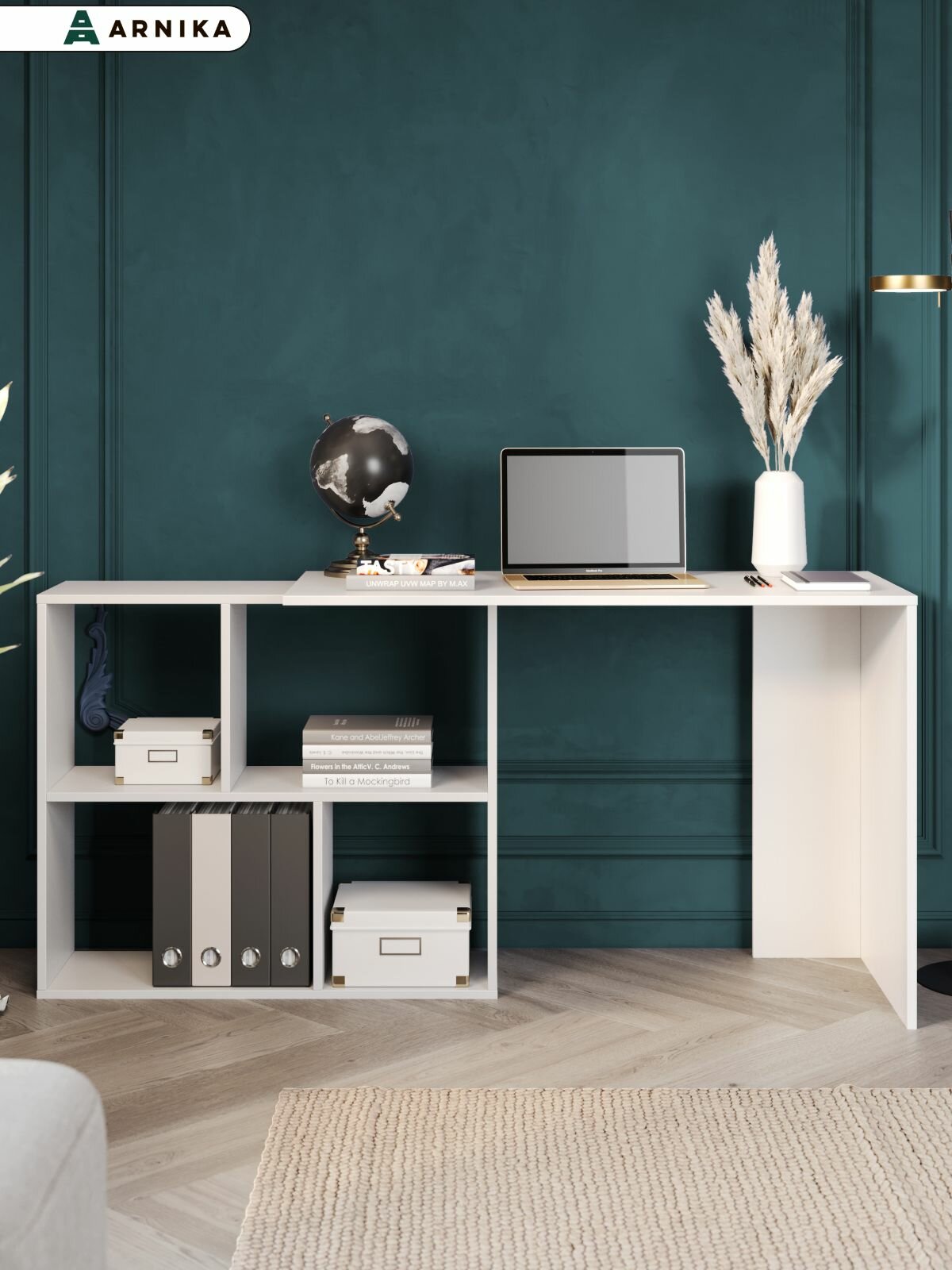 Стол письменный, для школьника угловой, трансформер, с полками "Территория знаний" 120х60х78смсм, белый