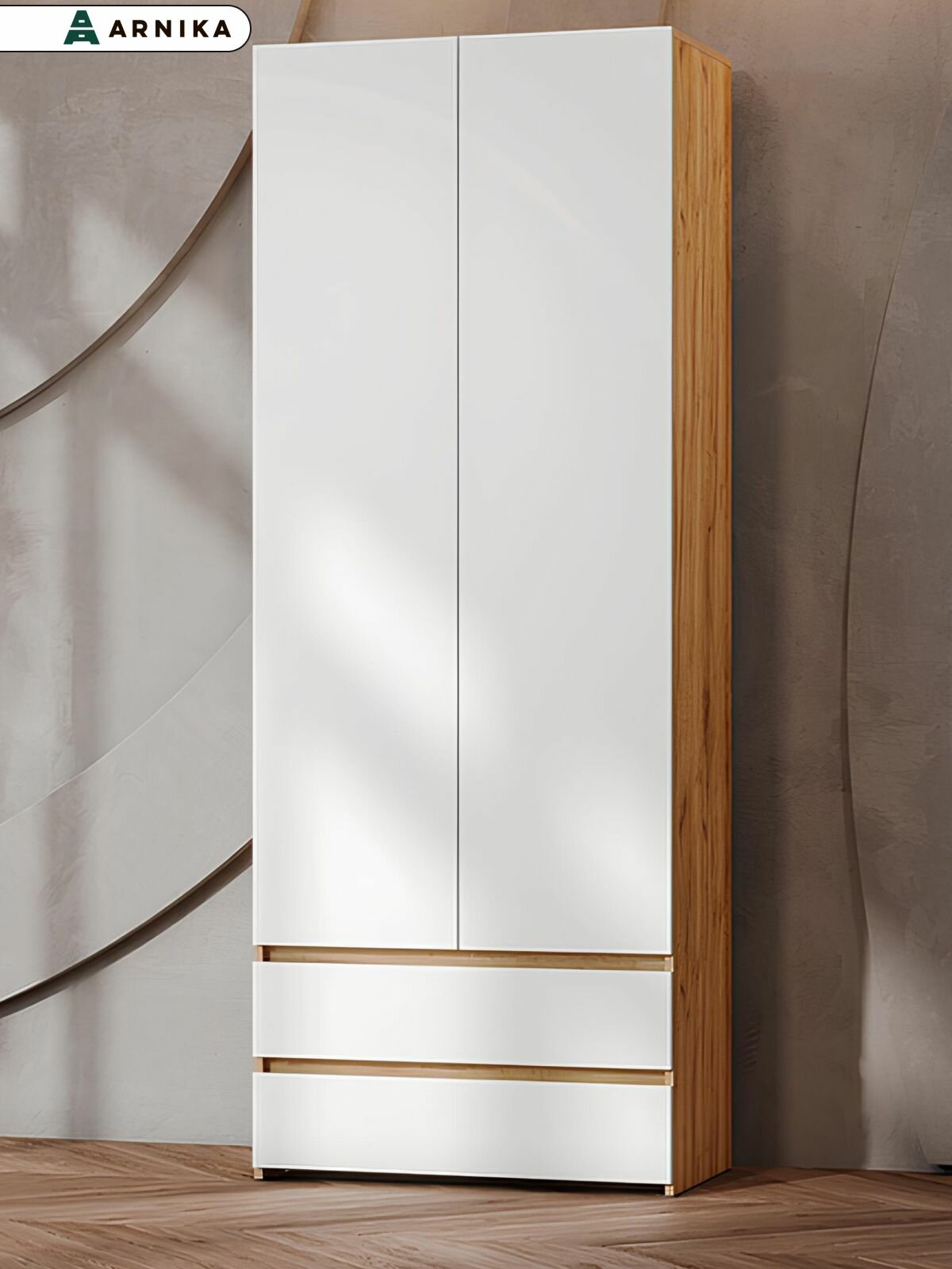 ARNIKA Шкаф для одежды с ящиками "Нейтив", 80х46х210см, дуб Золотой/Белый