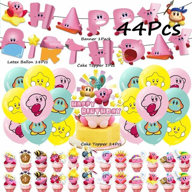 Украшения для детского дня рождения в стиле аниме «Кирби», посуда, праздничные атрибуты, тарелки, салфетки, воздушные шары, подарки для детских праздников