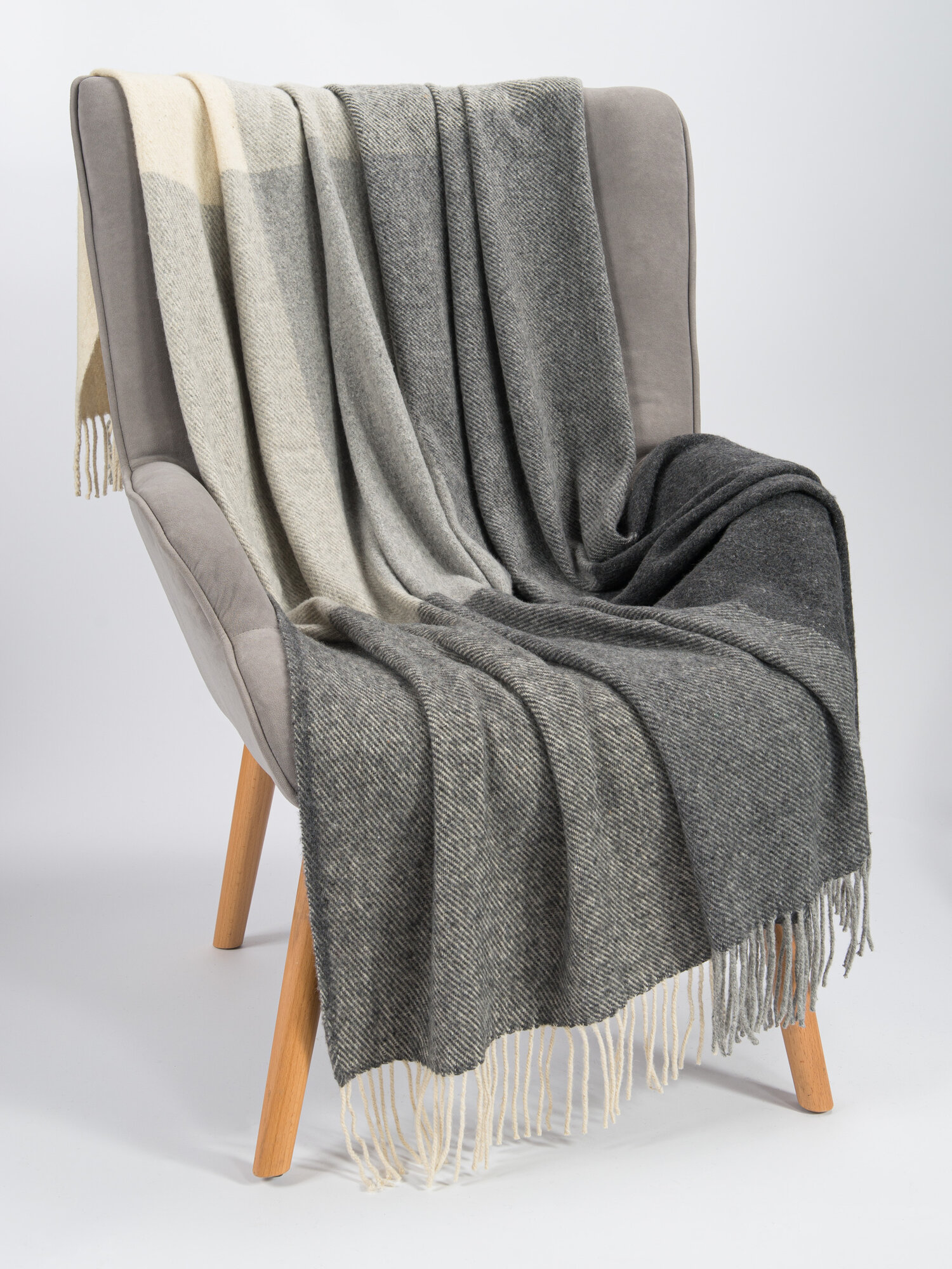 Плед индийский 1,5 спальный 150х200 на кровать, диван, кресло, 100% овечья шерсть