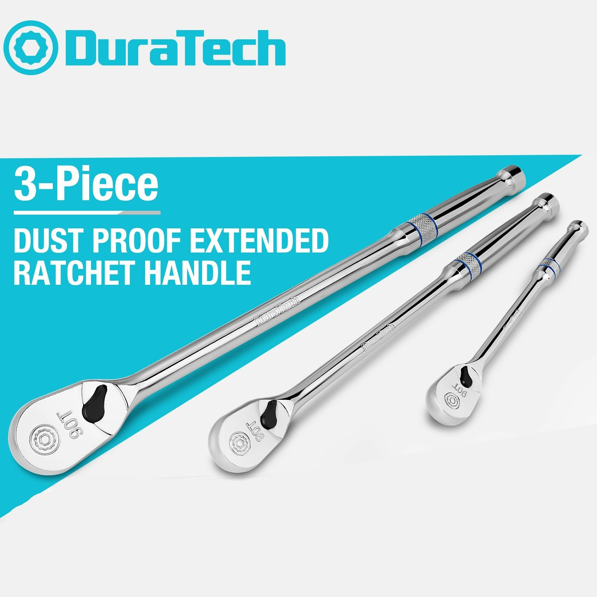 DURATECH 3-компонентная сверхдлинная рукоятка с храповым механизмом, 90-зубчатый ключ с пылезащитной каплевидной головкой трещоточный ключ 90 зубьев пылезащитная головка