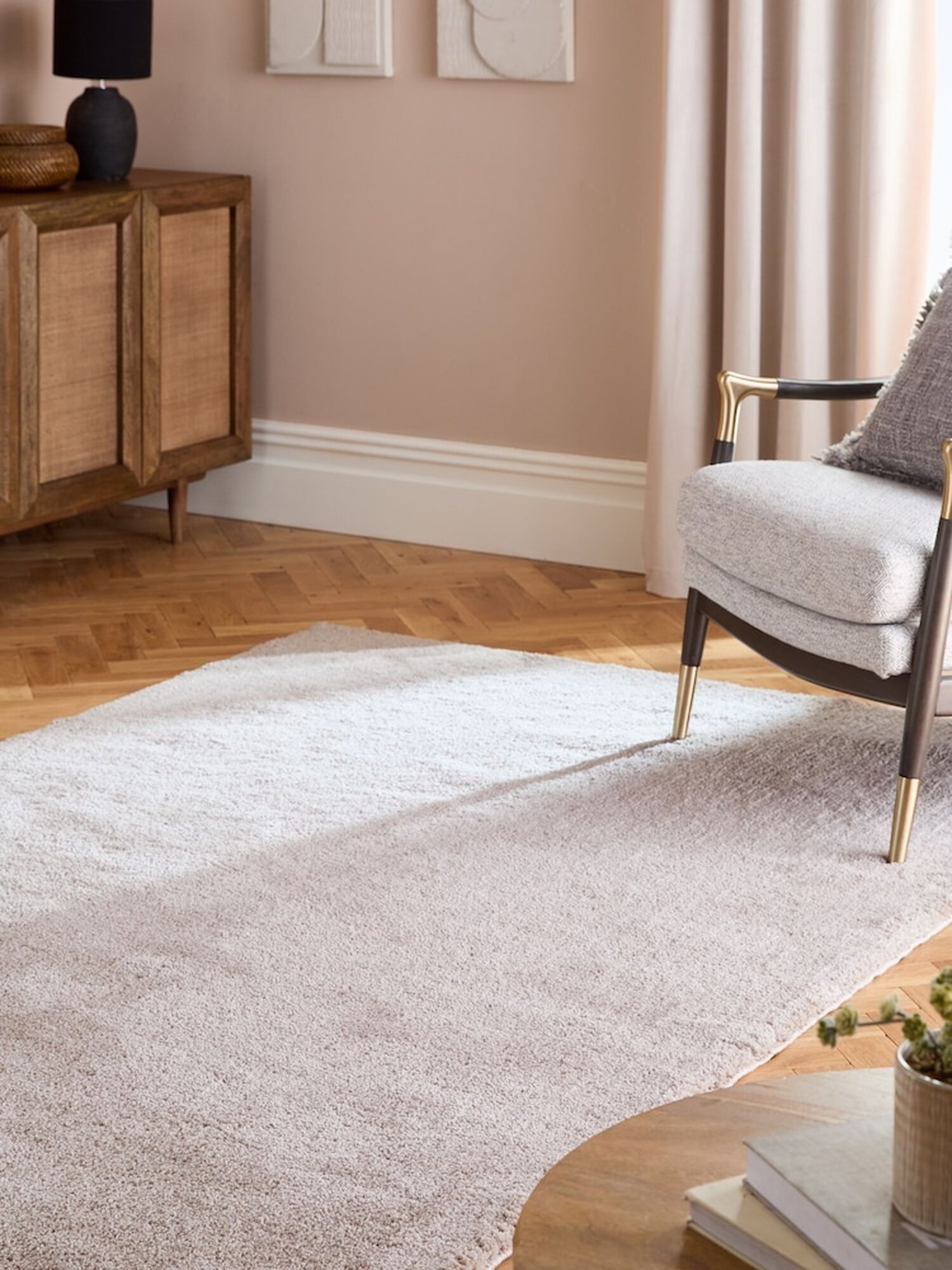 Уютный и моющийся ковер NEXT с длинным ворсом Цвет Светло-серый 120X170 см