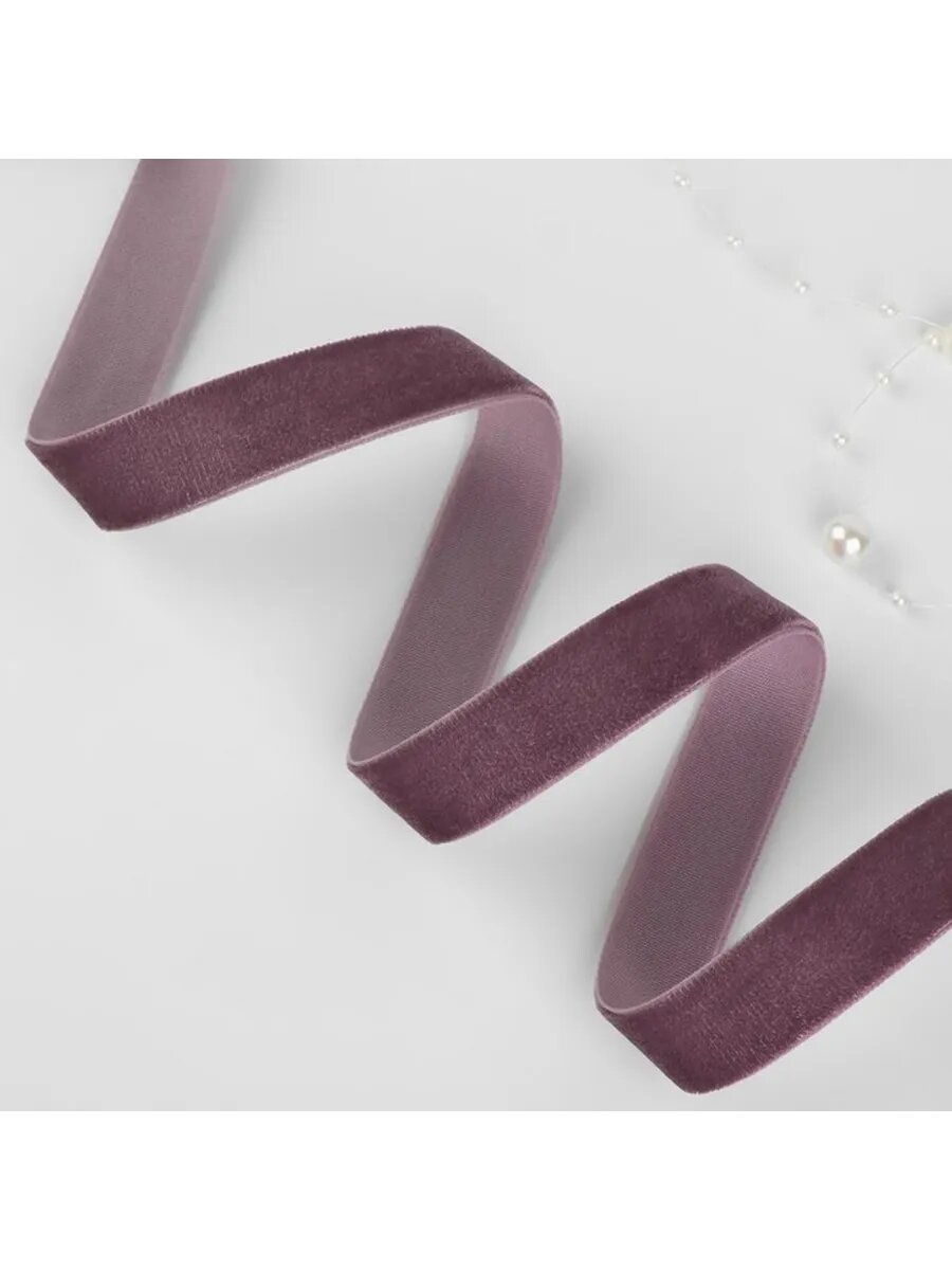 Элегантная бархатная лента 15 мм, 18 м, сиреневая