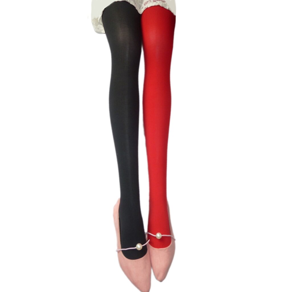 Элегантные двухцветные чулки контрастного цвета, мягкие шелковые бархатные колготки с открытой промежностью, асимметричные колготки для вечеринок