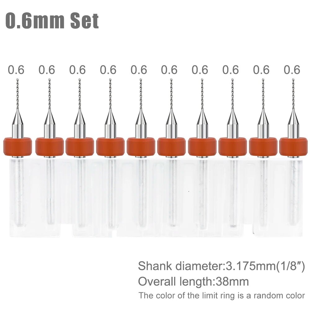 Набор Из 10 Сверл CMCP Из Карбида Вольфрама 3,175 Мм Для Печатных Плат, 10pcs 0.6mm