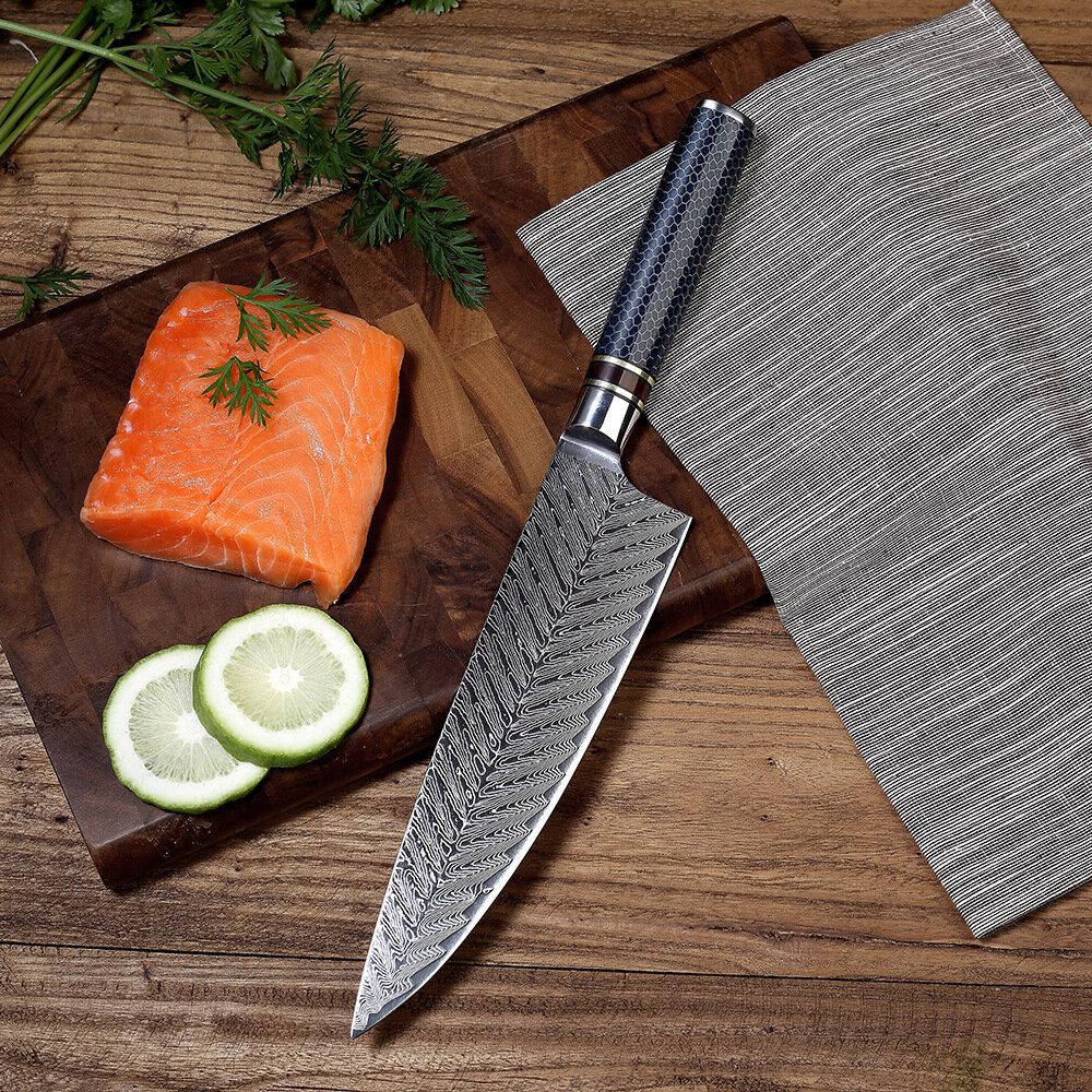 Нож шеф-повара Дамаск VG10, острый нож для мяса, нож для чистки, синий смоляной узор в виде сот, домашний кухонный нож для овощей