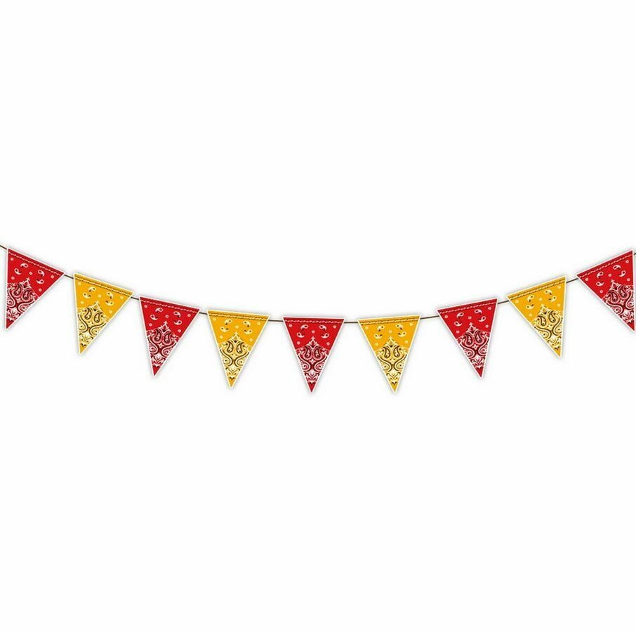 Гирлянда украшение Ковбойская вечеринка 180см 9 флажков