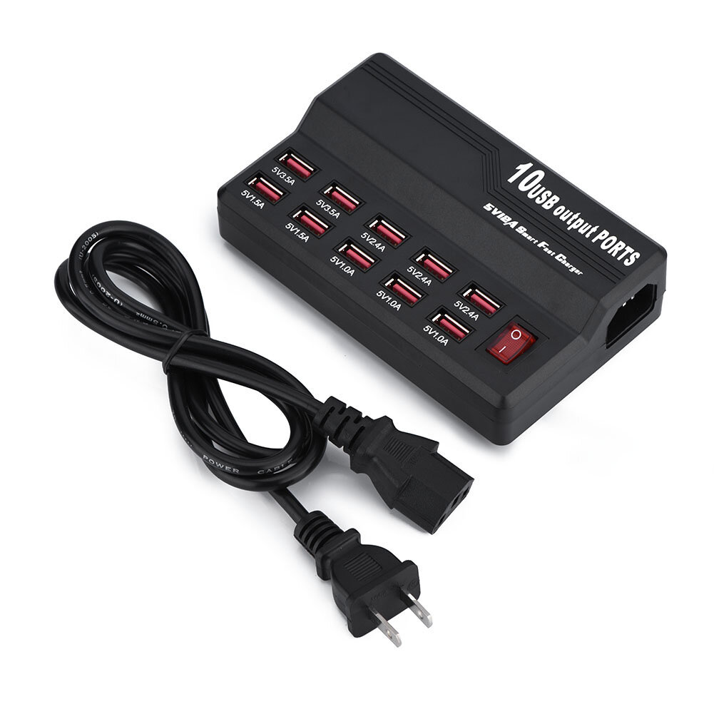 Быстрое дорожное зарядное устройство USB 5 В/12 А с 10 интерфейсами, настольный адаптер для телефона 60 Вт.