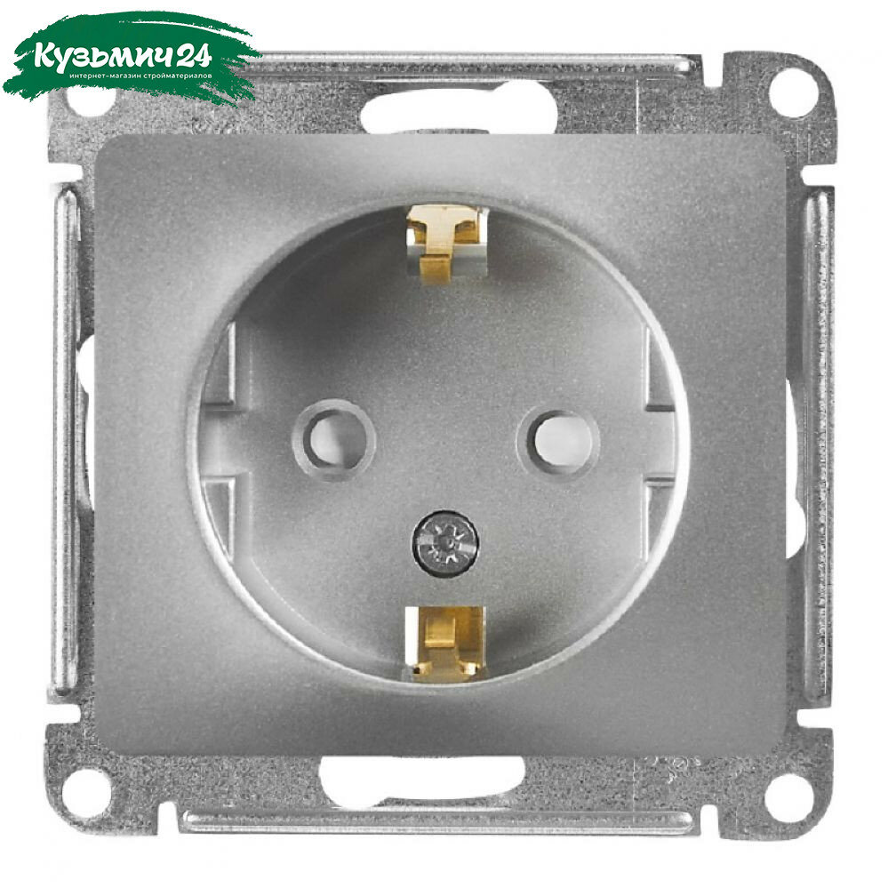 Розетка 1-местная Schneider Electric GLOSSA GSL000343 с заземлением, встраиваемая, алюминий