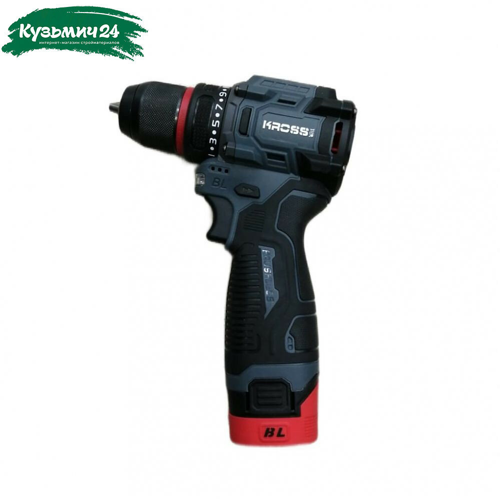 Шуруповерт аккумуляторный бесщеточный Kross KLi 16 BL Type 3, 16,8В, 2 акк. х 2,0 Ah+з. у, 1 шт.