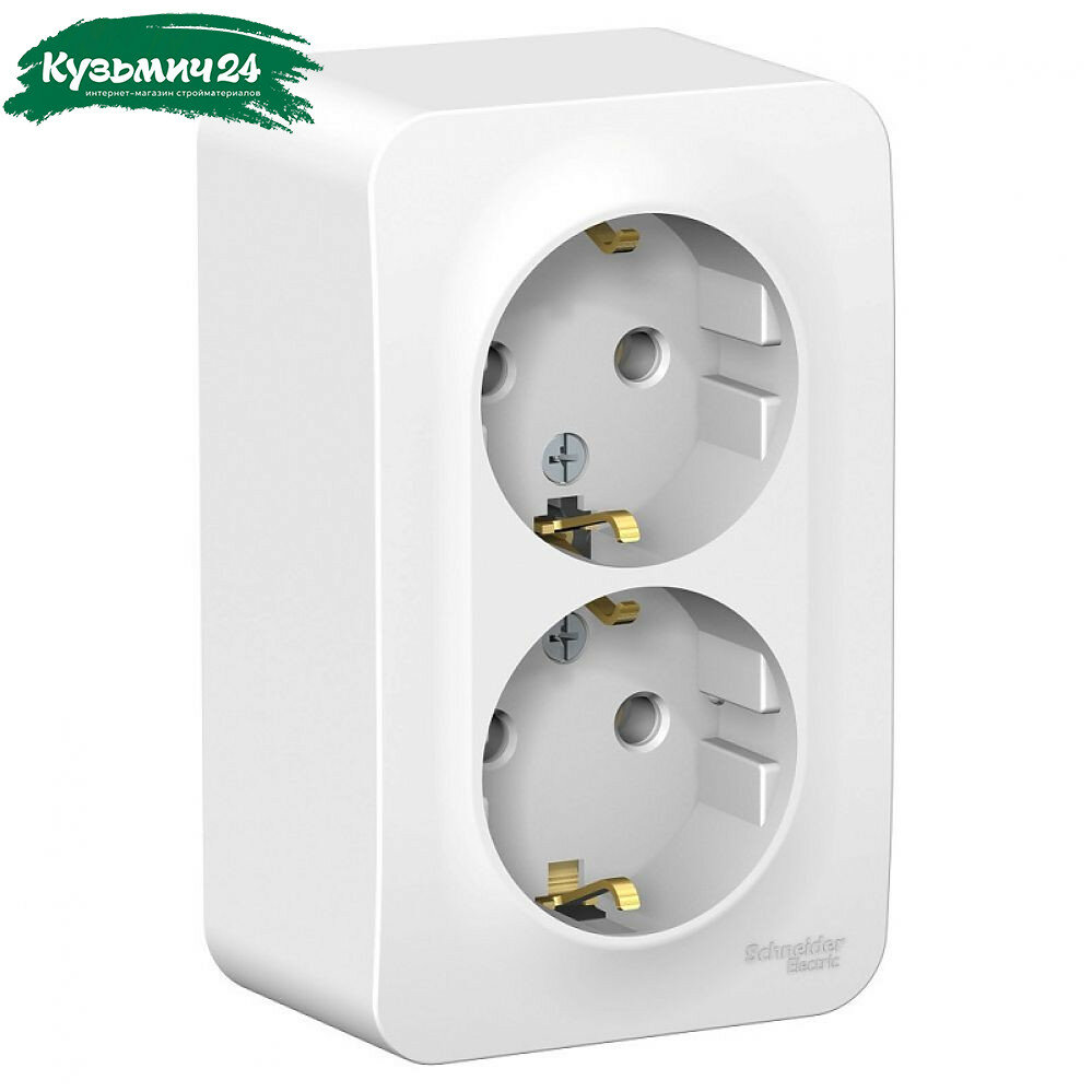 Розетка 2-местная Schneider Electric BLANCA BLNRA010211 с заземлением, накладная, белая