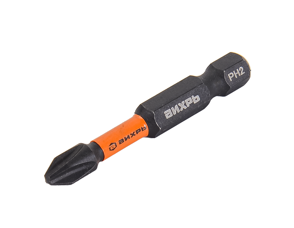 Биты ударные Вихрь PH2 50 мм, 2шт, S2, твердость 59-62 HRС, магнитные