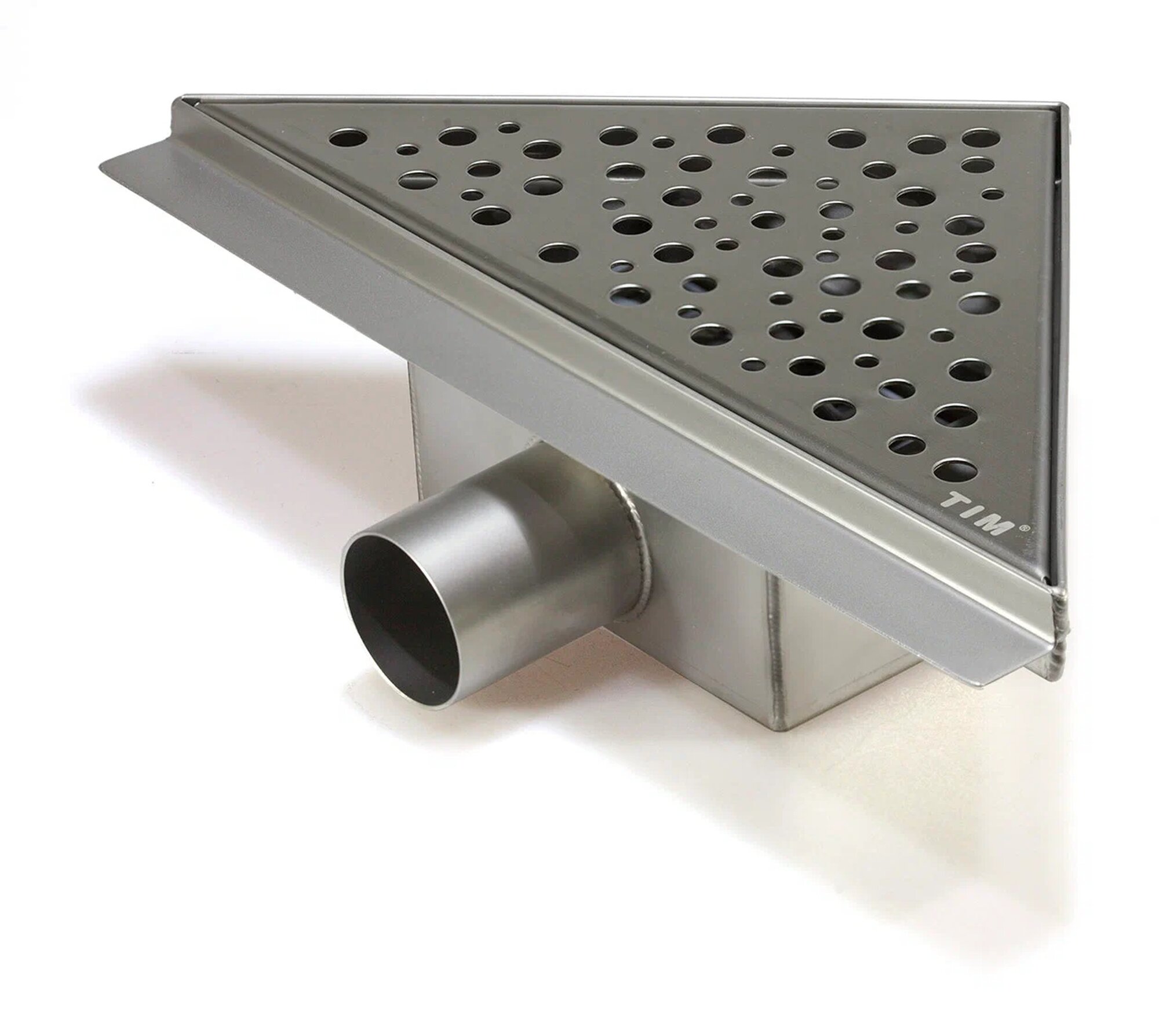 Трап для душа угловой TIM BAD412002, 200х200мм, нержавейка, с гидрозатвором, выход 40 мм, переходник 50х40мм