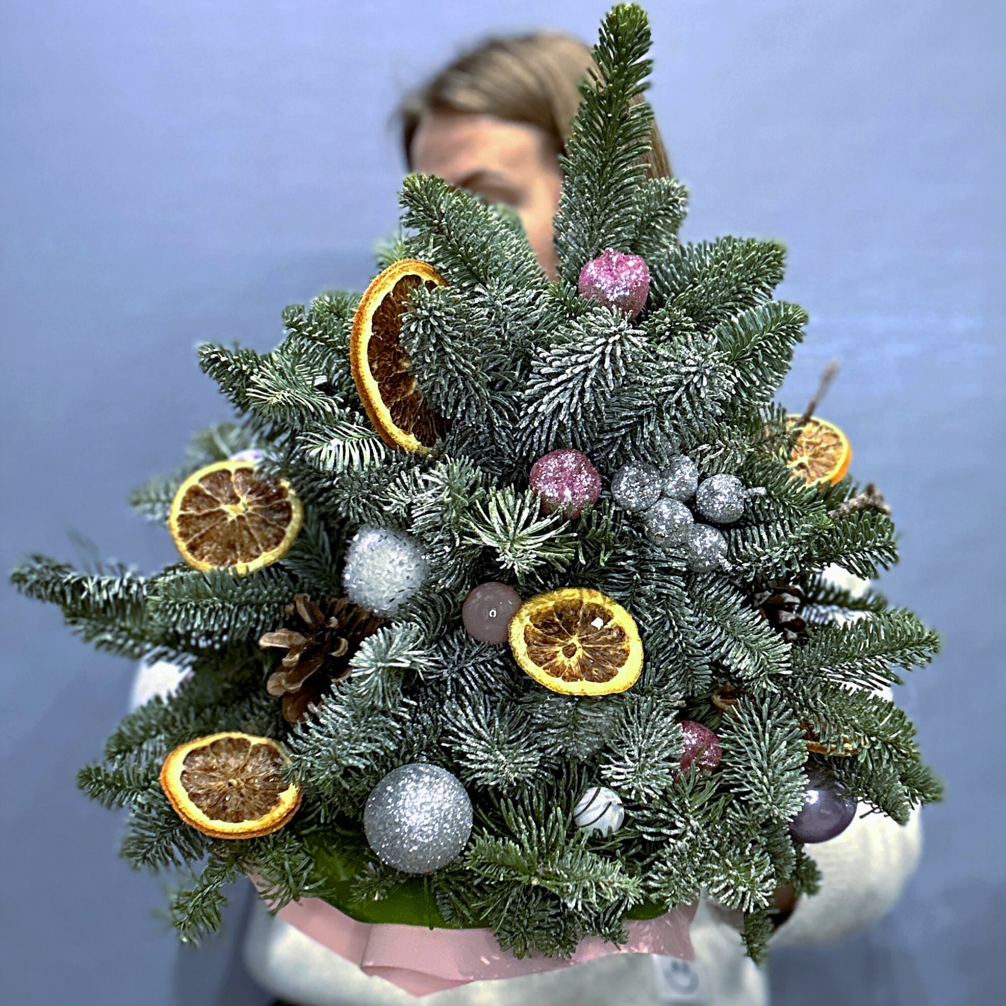 Ель новогодняя "Праздничное настроение", высота 40 см, из веток нобилиса