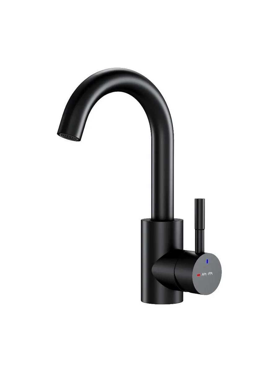 Смеситель для раковины с поворотным изливом AM.PM Brava S, черный матовый