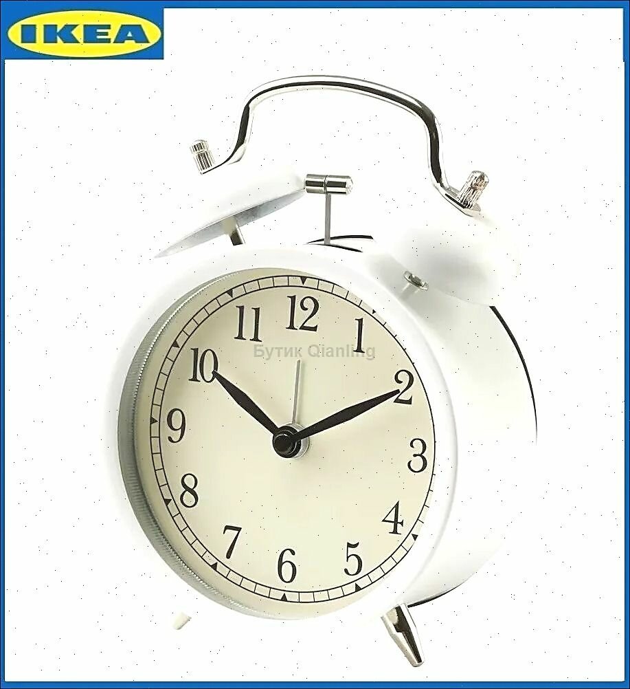Будильник IKEA DEKAD 10см, металл, стекло, кварцевый механизм