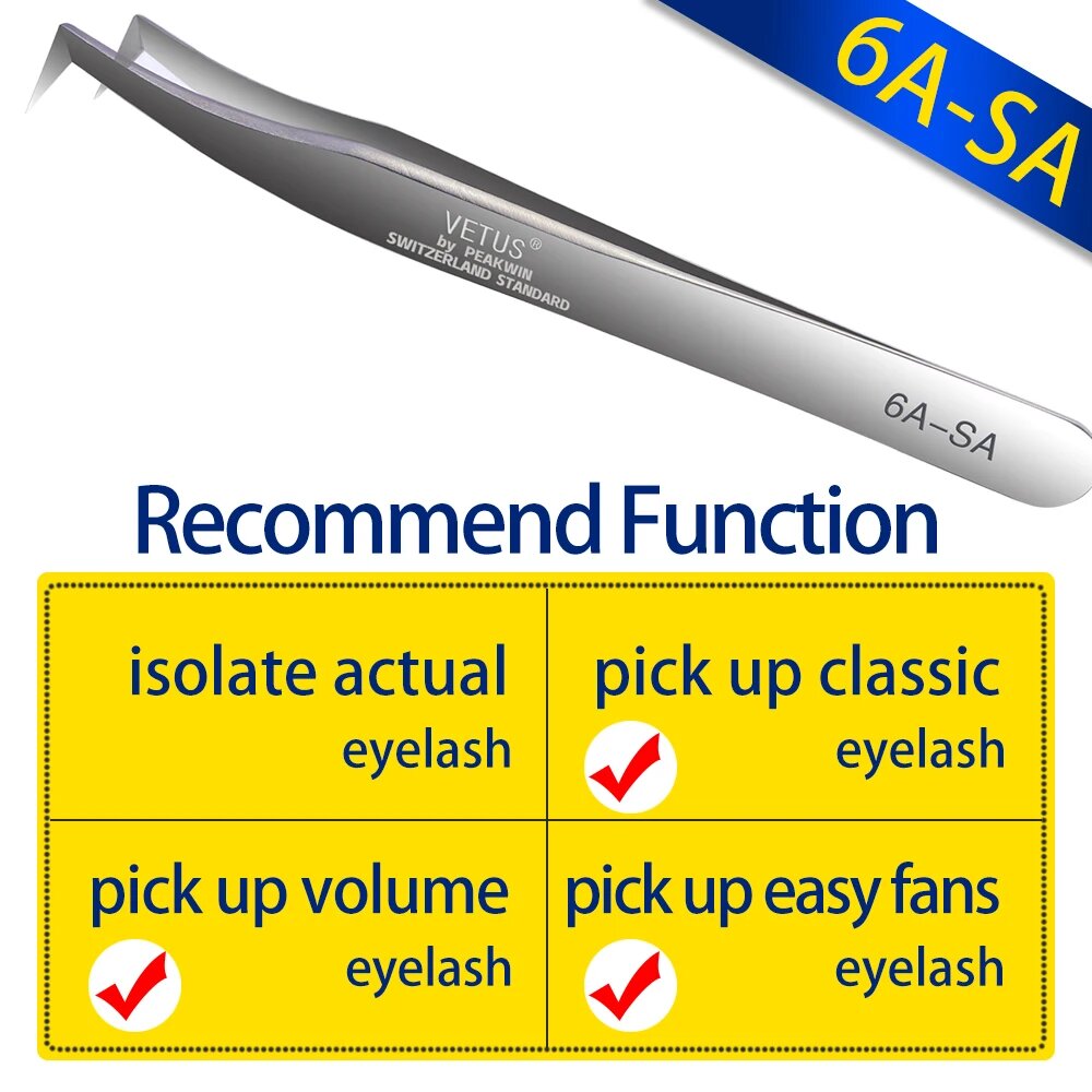 1 шт. пинцет для ресниц, инструменты для наращивания ресниц, оригинальные пинцеты VETUS, черный ESD ST 6ASA MSA