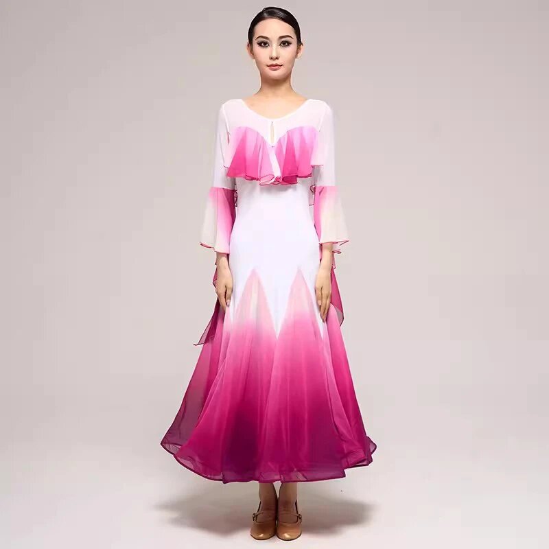 Женское платье для бальных танцев из полиэстера и спандекса Розовый, S, Rose