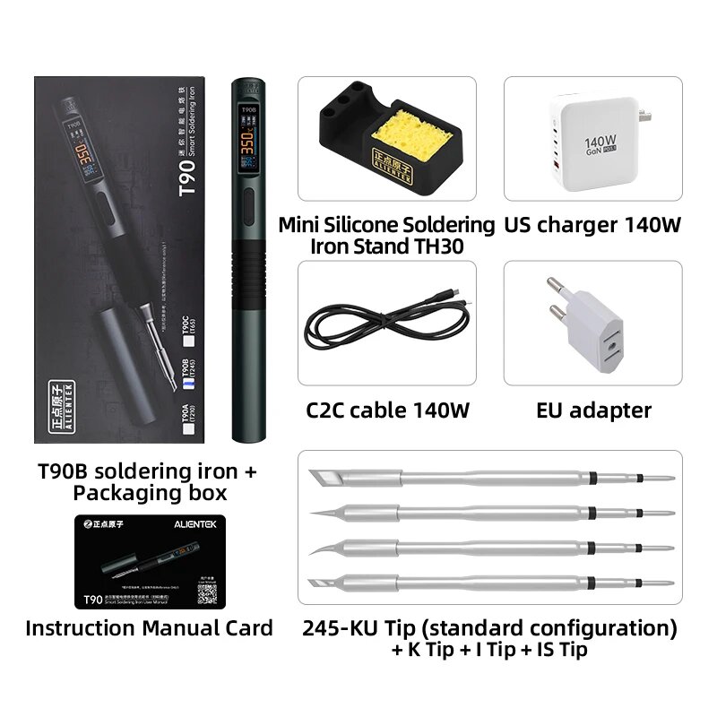 Паяльник электрический ALIENTEK T90B PD 140W Set