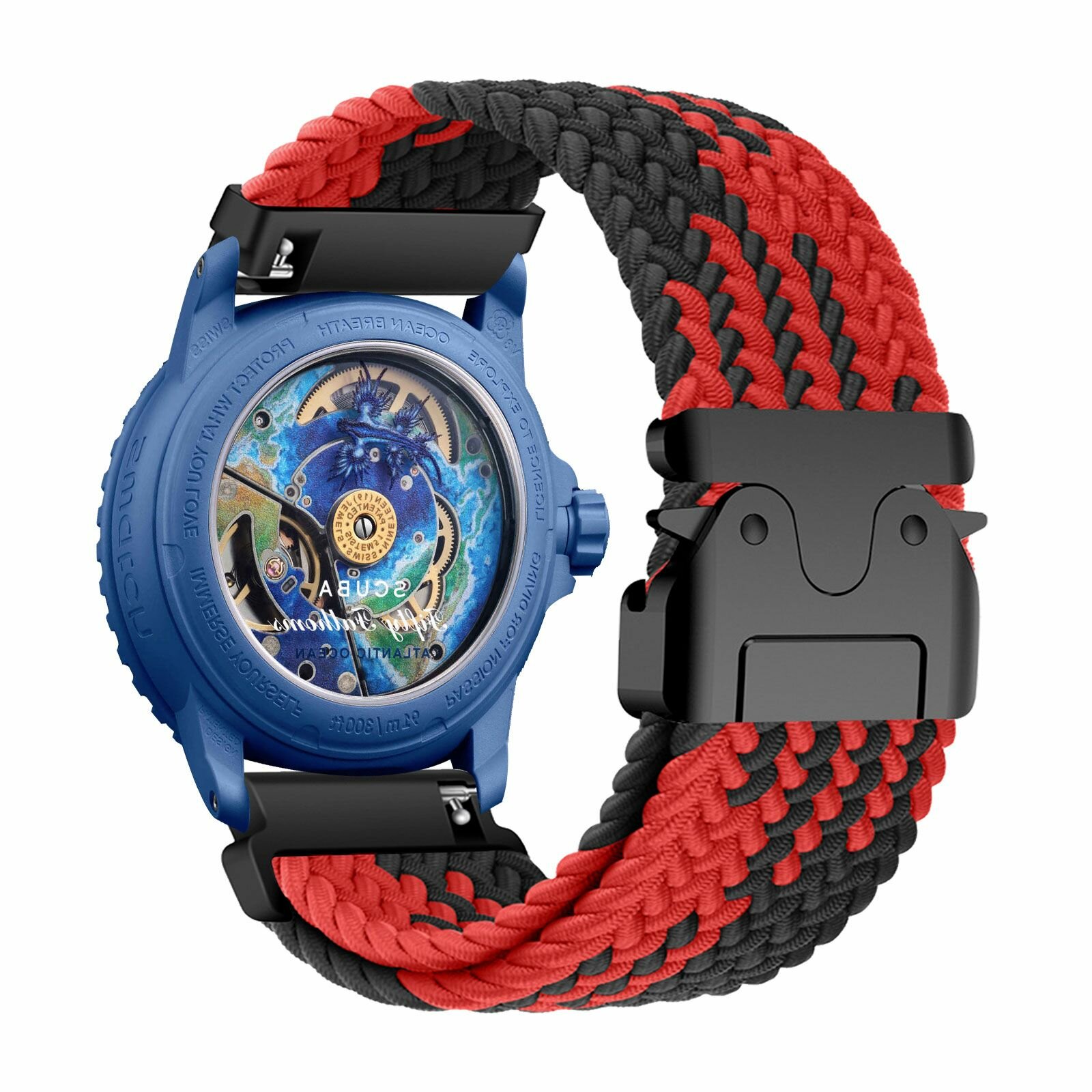 Эластичный тканевый ремешок с магнитной застёжкой для Blancpain X Swatch, вентилируемая сетка