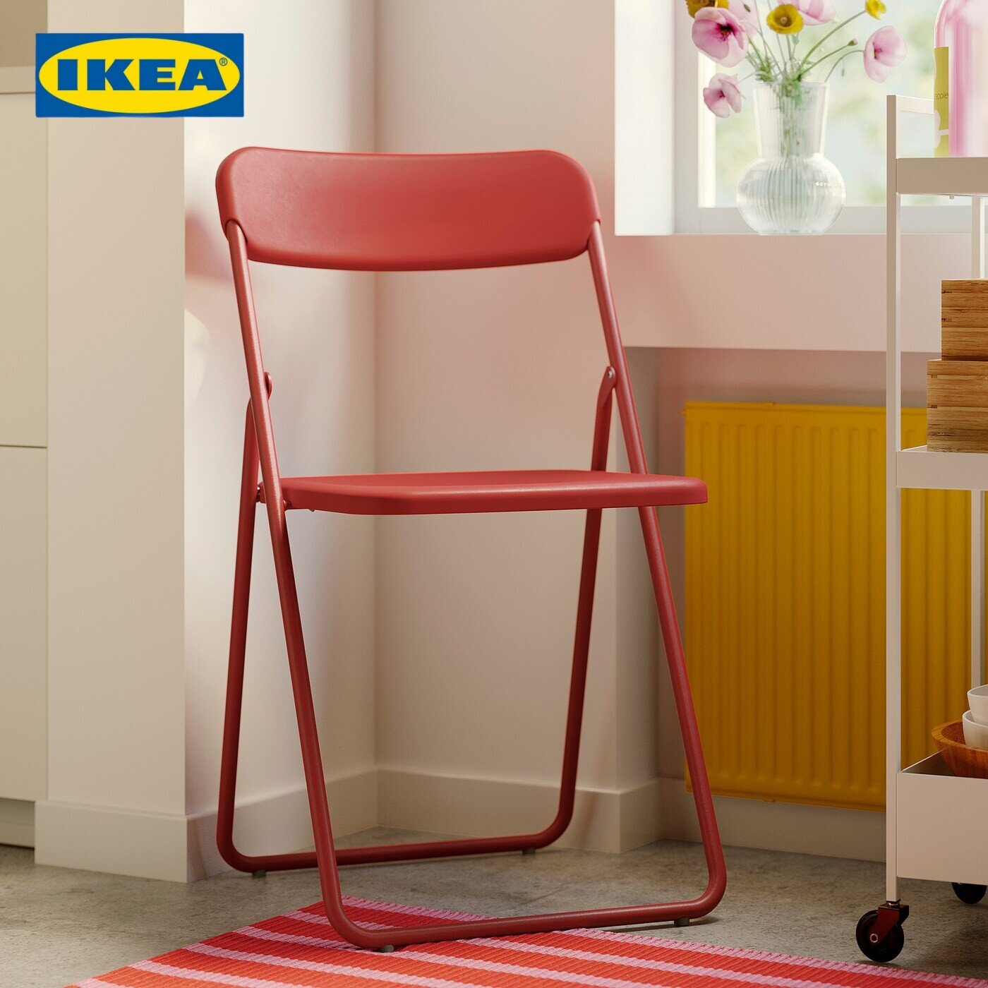 Красный складной стул, IKEA VIHALS
