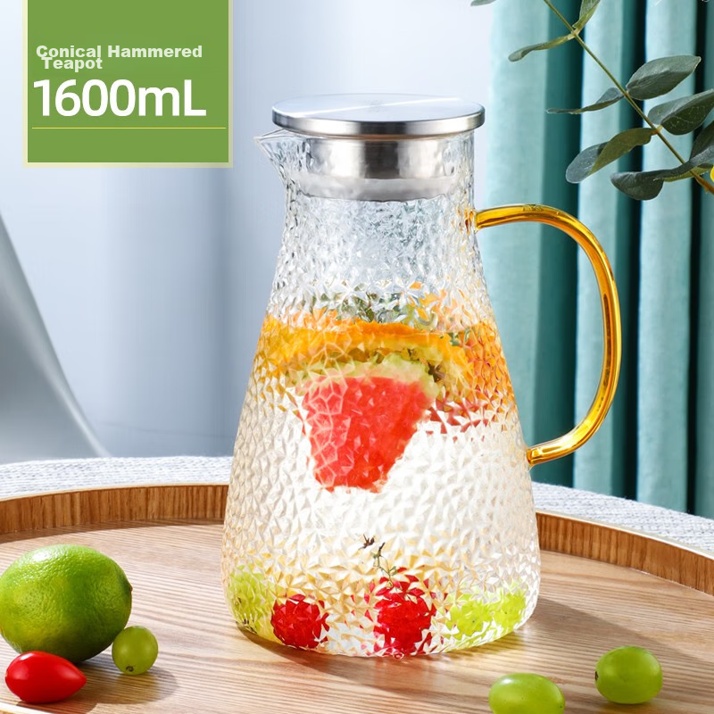 Fuguang Glass Cup, Heat-Resistant Glass Pitcher with Handle, Large Capacity, for Home Use, Juice Cup, Flower Tea Cup, Teapot, Cold Water Pitcher