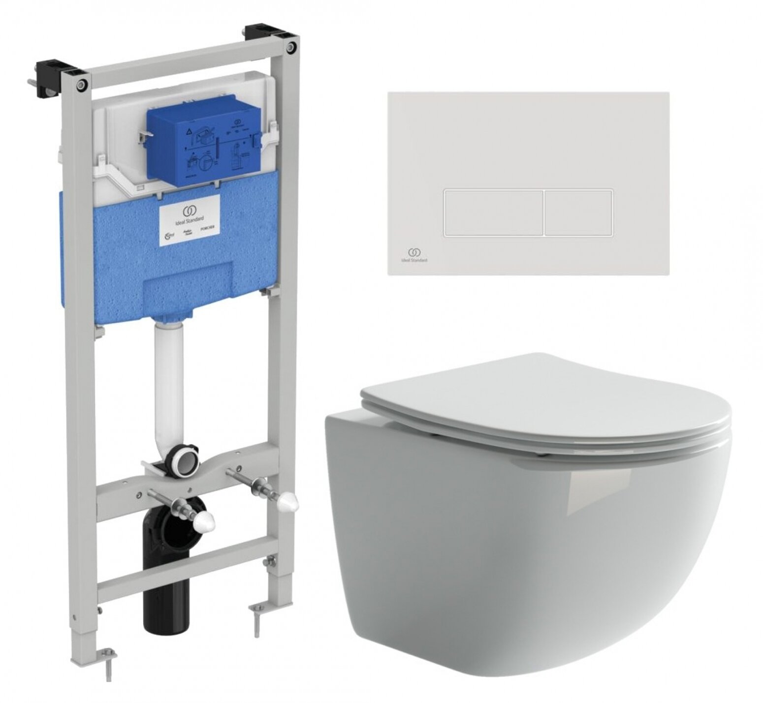 Комплект 3 в 1 инсталляция Ideal Standard + Унитаз подвесной Ceramica Nova Forma CN3009 + кнопка белая