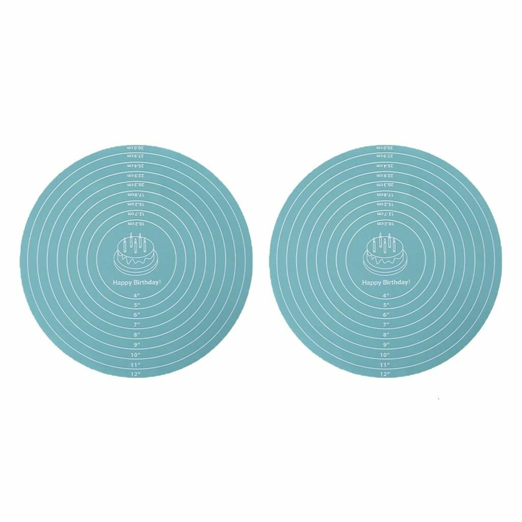 Набор из 2 термостойких силиконовых досок для раскатки теста для хлеба, пиццы, печенья, Павлиний синий