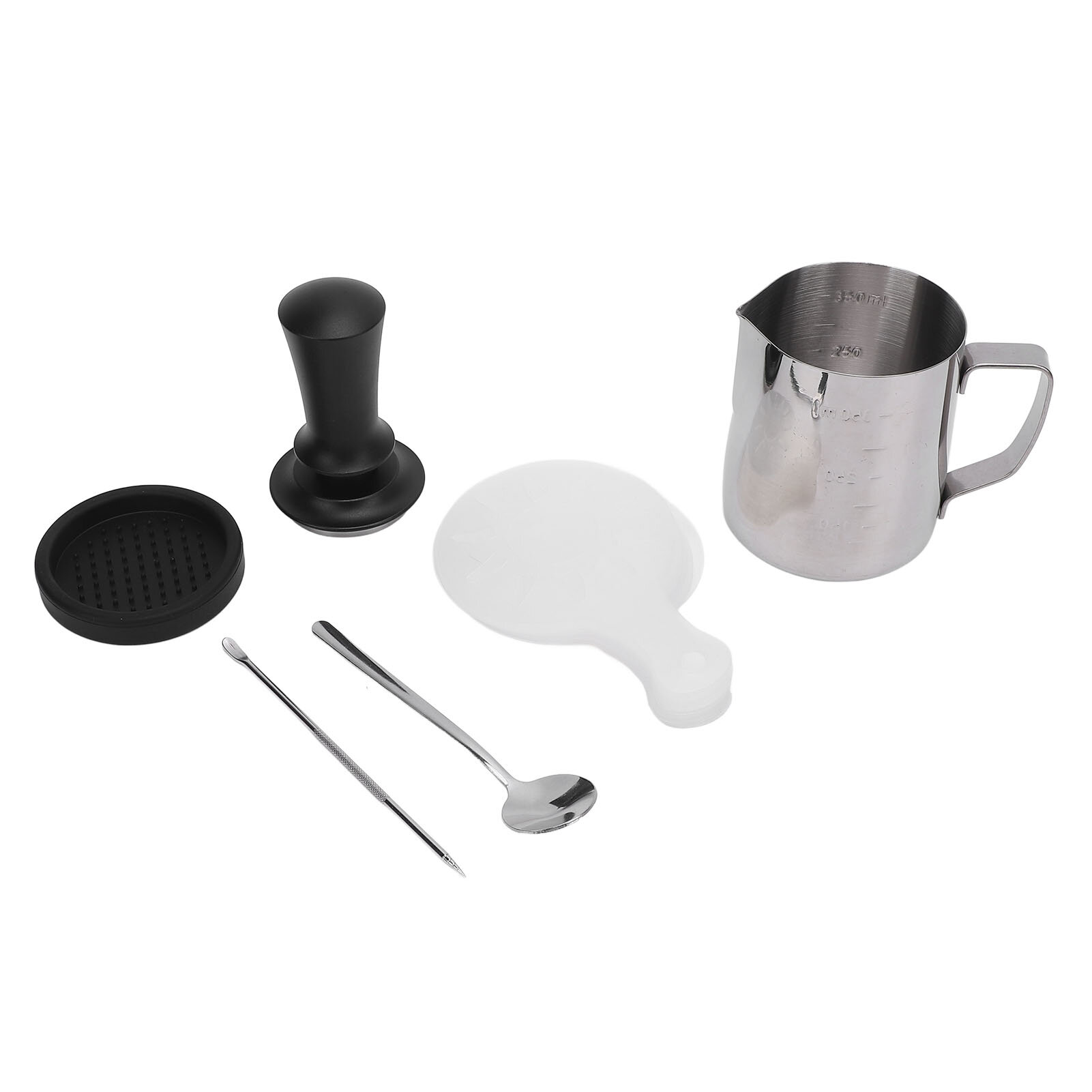 Набор из 21 шт, кофейный тампер из нержавеющей стали, кувшин для вспенивания, коврик для тампера, размешиватель для кофе, трафареты для кофе, инструменты для домашнего офиса