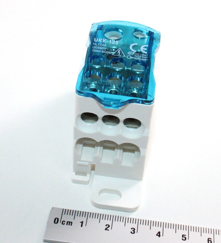 Блок распределительный на DIN-рейку КД-012-5, 125А, 660В, RUICHI