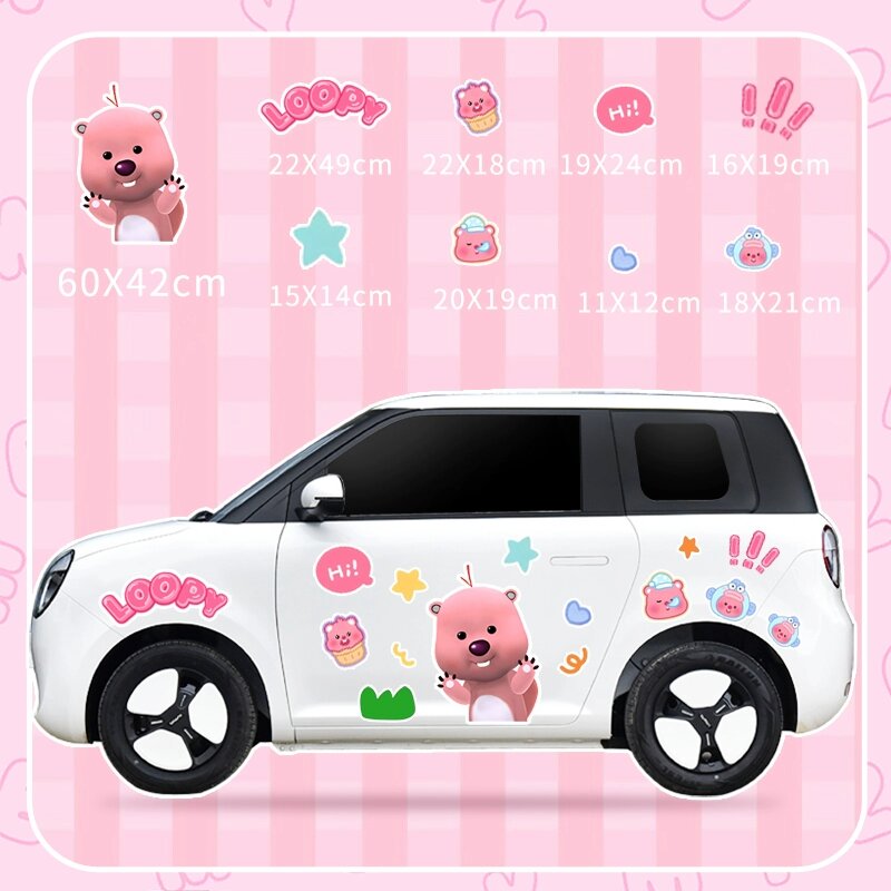 Наклейки на кузов автомобиля Panda mini, липкие, в виде лоуипа, рубинового маленького бобра, для декора кузова,