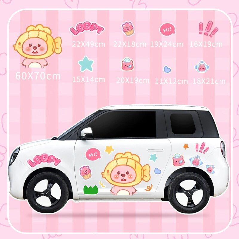 Наклейки на кузов автомобиля Panda mini, липкие, в виде лоуипа, рубинового маленького бобра, для декора кузова,
