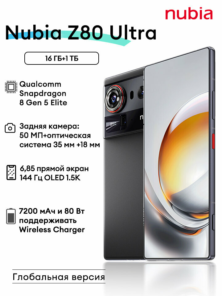 Смартфон Nubia Z80 Ultra Global Version, NFC, 3 камеры, Android 15