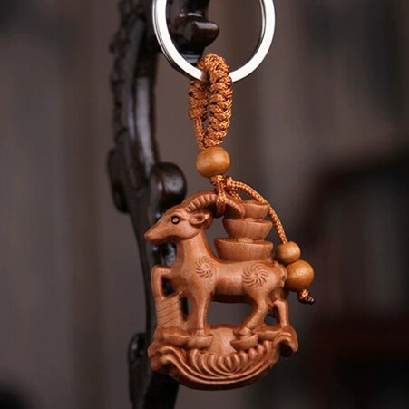 Персонализированные резные подвески из персикового дерева с изображением знаков зодиака: Крыса, Бык, Тигр, Кролик,