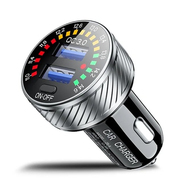 QC 3,0 Автомобильное зарядное устройство с двойным USB 12 В 24 в водонепроницаемый 18 Вт Быстрая зарядка Marquee светильник светодиодный вольтметр вкл. Переключатель автомобильное зарядное устройство адаптер Silver
