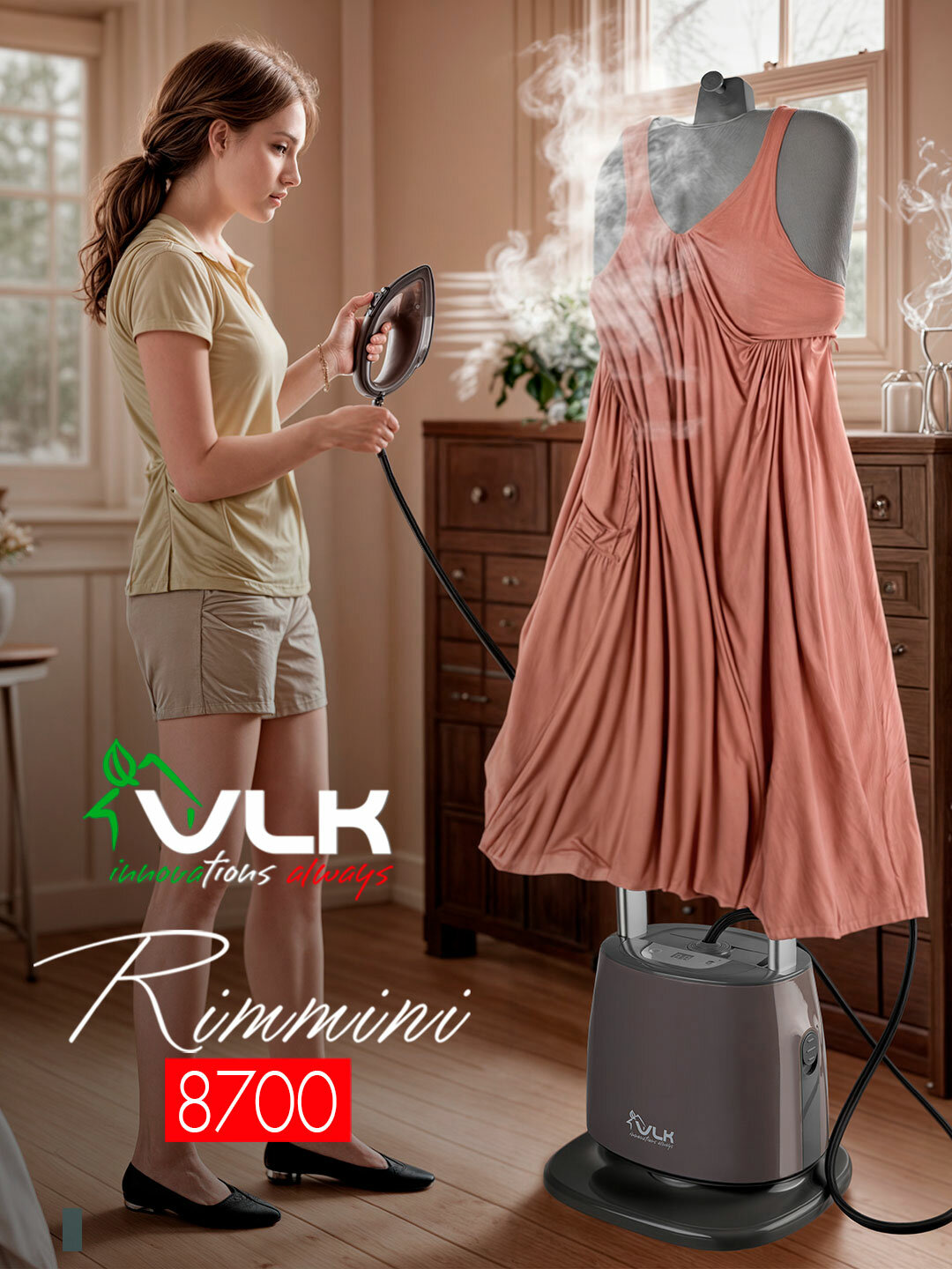 Отпариватель для одежды вертикальный напольный VLK Rimmini 8700 / 2200 Вт / 40 г/мин