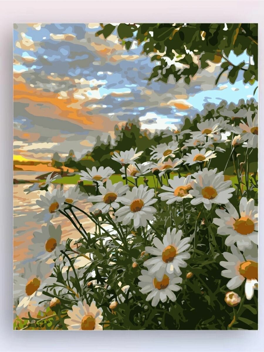 Картина по номерам для взрослых начинающих, цветок, цветной холст, 30x40см, В рамке; с мольбертом