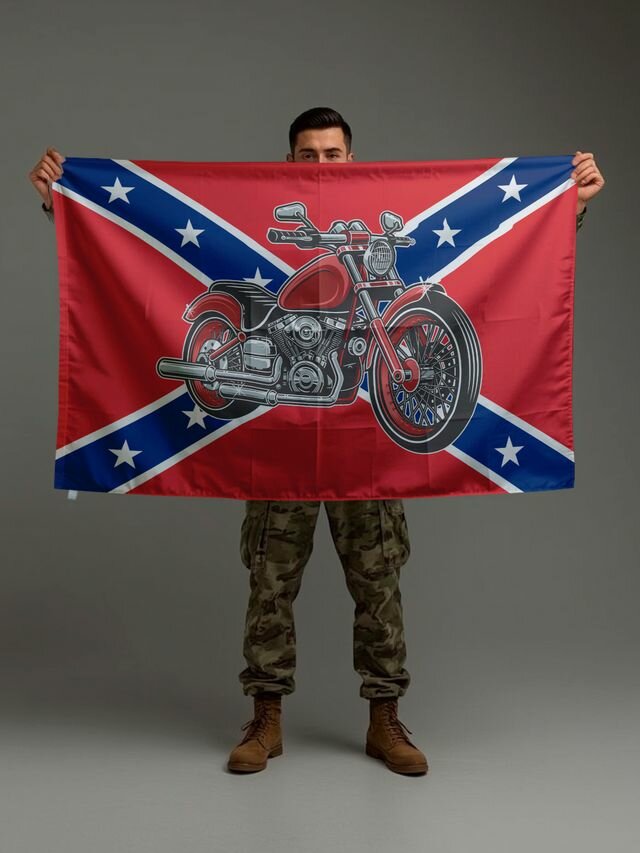 Флаг Конфедерация байкеров, 70х105 см на шёлке для ручного древка